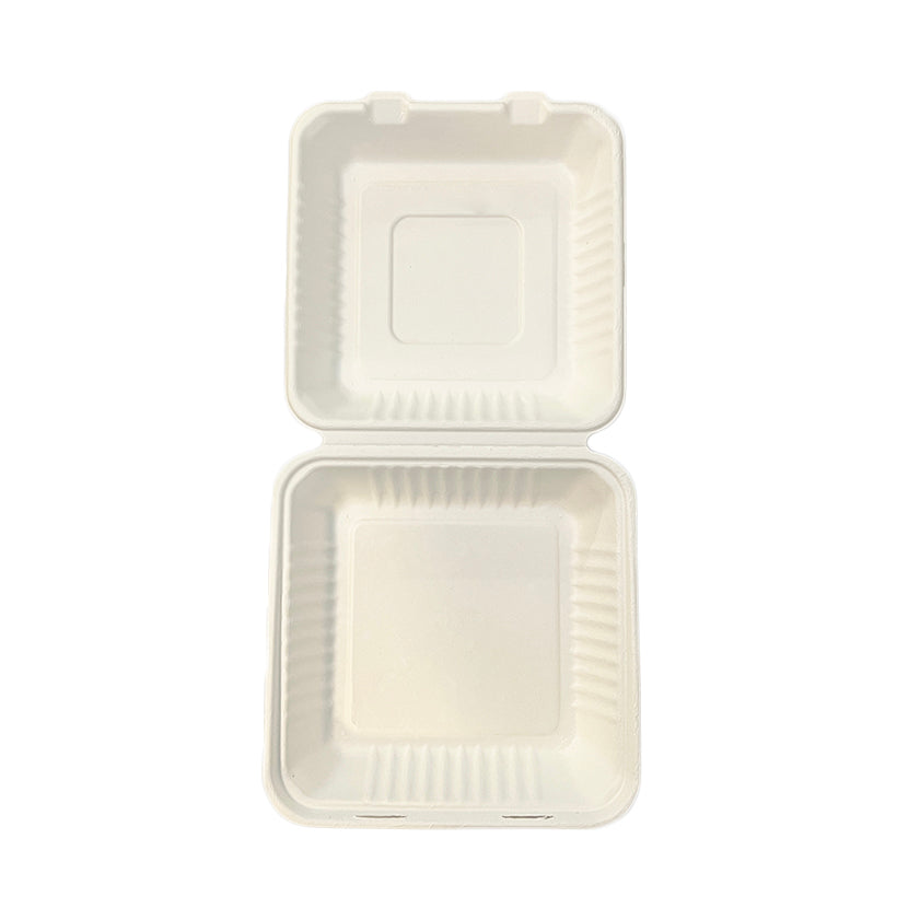 Sugarcane Dinner Box Clamshell 9"x9"x3" (200pcs) – Zeta Pack